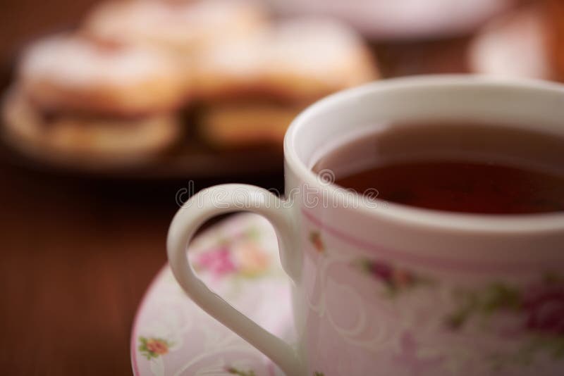 Tea and Sweets on a Wooden Table Stock Image - Image of fresh, glass ...