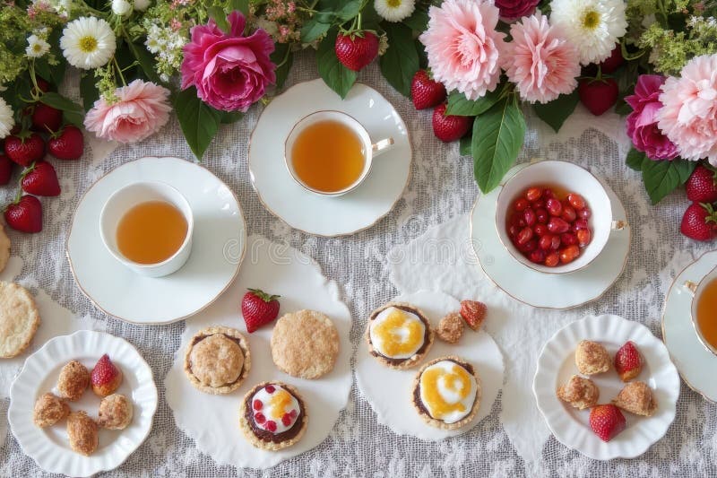 Tea Table Design stock illustration. Illustration of saucers - 376825038