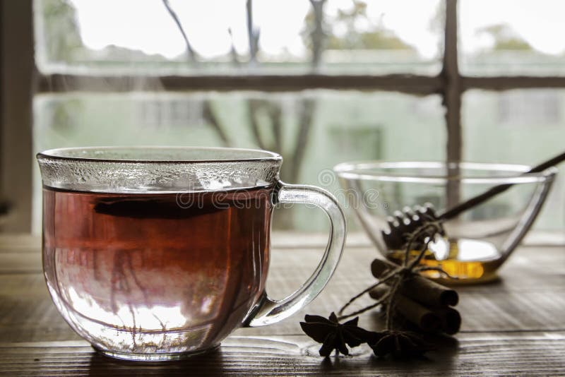 Tea on Table with Windows View Stock Image - Image of transparent, warm ...