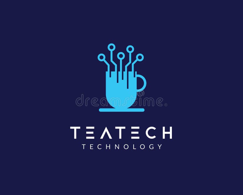 Tea Tech Blue Logo Design stock vector. Illustration of minimal - 290324453