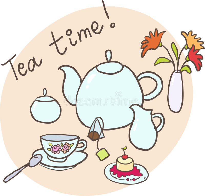 Tea time stock vector. Illustration of cream, beverage - 24434247