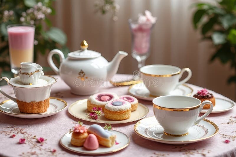 Tea Time Ambiance stock illustration. Illustration of dessert - 376825051