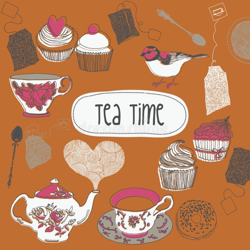Seamless Pattern - Tea Time Stock Vector - Illustration of breakfast ...