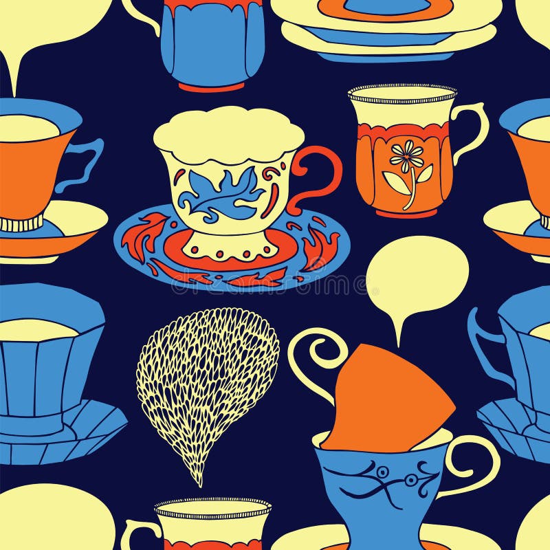 Tea Time Background in Pink Colours, Vector Illustration. Stock ...