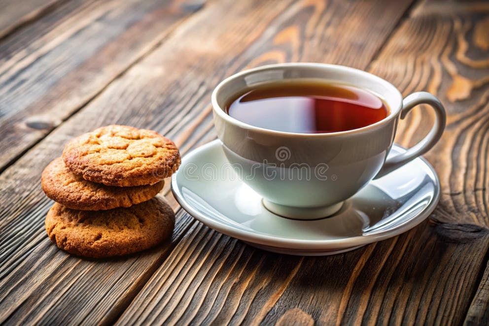 Tea Time with Black Tea and Cookie Stock Illustration - Illustration of ...