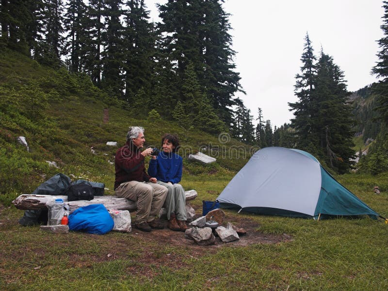 Tea Time at Camp stock photo. Image of mountains, landscape - 204638