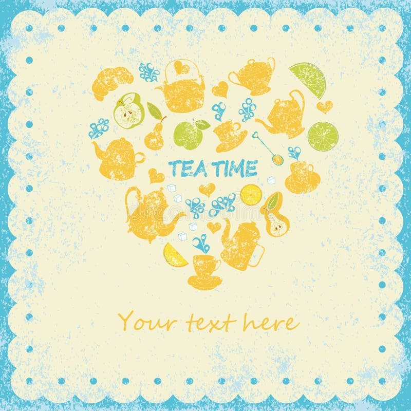 Tea time card stock illustration. Illustration of birthday - 34345460