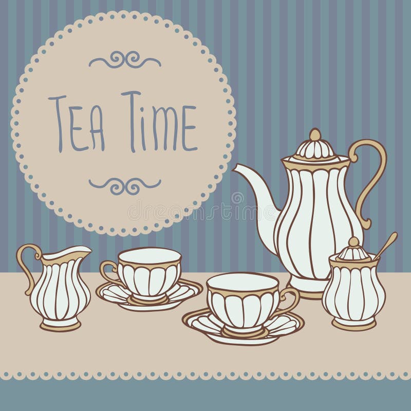 Tea Time card stock vector. Illustration of decorative - 41224222