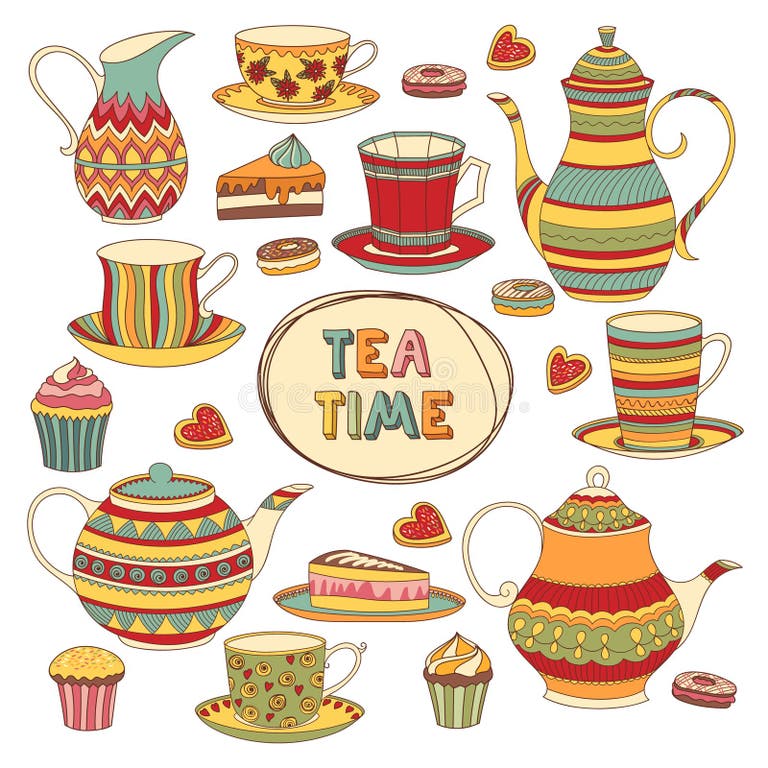 Tea Time stock vector. Illustration of lunch, coffee - 52511717