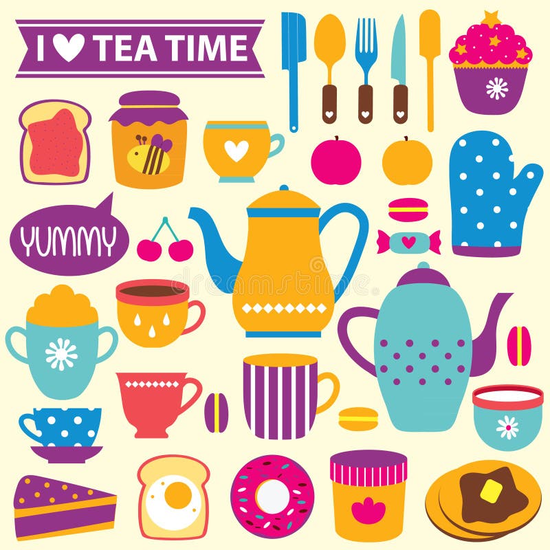 Tea Time Frames Clip Art Set Stock Illustration - Illustration of ...