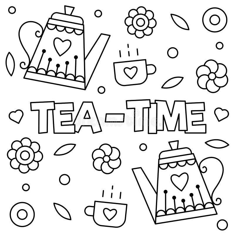 Tea Time. Coloring Page. Vector Illustration. Stock Vector ...