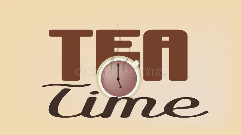 Tea Time Design with Mug of Hot Tea and Smoke Stock Illustration ...