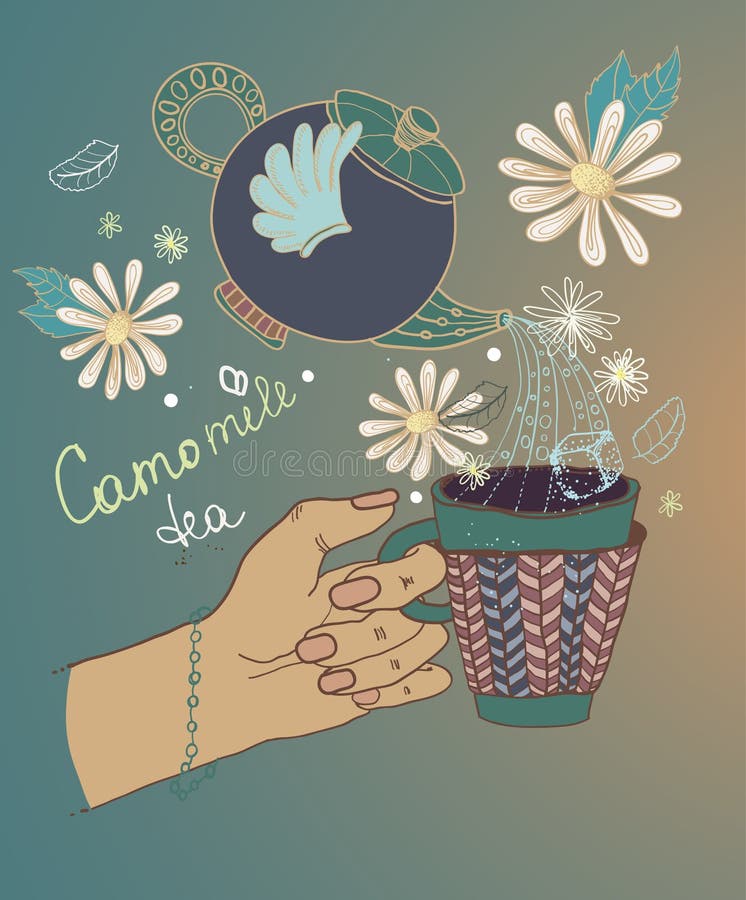 Tea Time Illustration with Flowers and Teapot Stock Vector ...