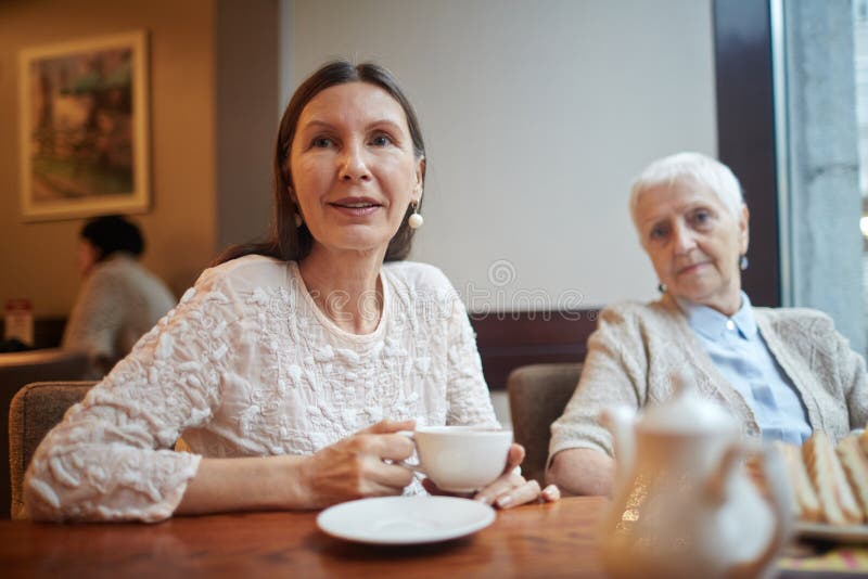 Tea-time stock image. Image of cafe, grandparent, mature - 85343743