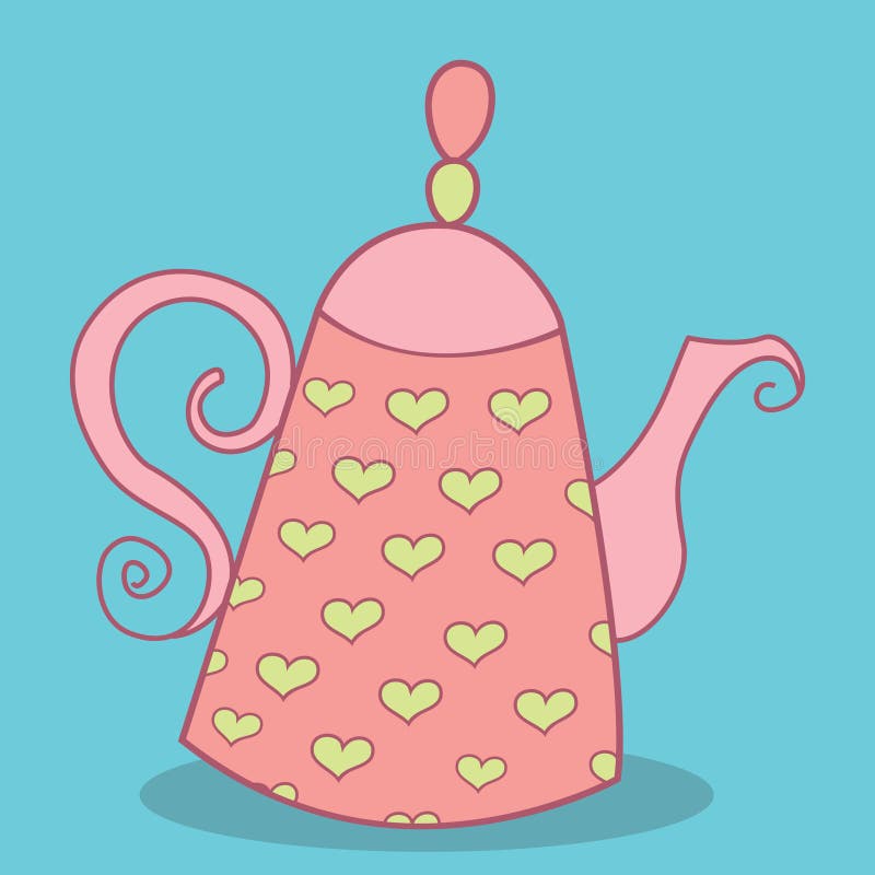 Tea Time Pot Heart Yellow 03 Stock Vector - Illustration of vector ...