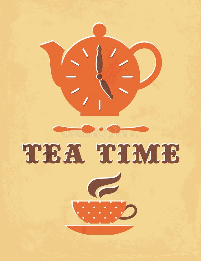 Tea time stock vector. Illustration of banner, design - 35280036