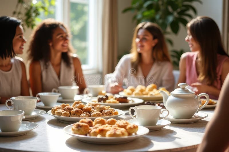 Tea Time Reunion stock illustration. Illustration of stylish - 376825178