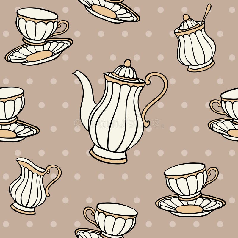 Tea Time Seamless Pattern stock vector. Illustration of seamless - 41224307