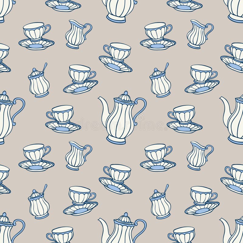 Tea Time Seamless Pattern stock vector. Illustration of lunch - 41224311