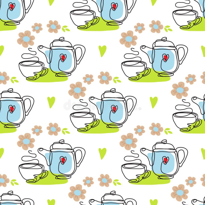 Tea time seamless-04 stock vector. Illustration of food - 317260616