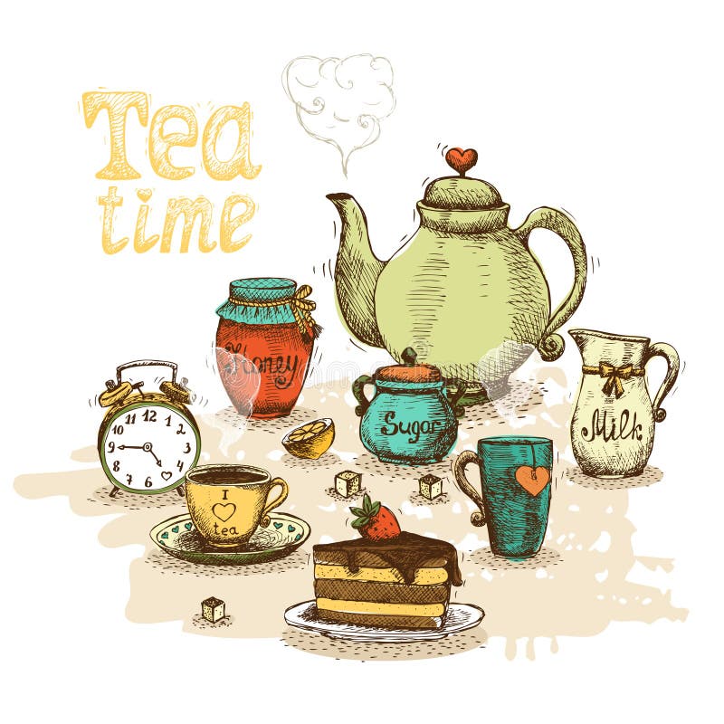 Tea time still life stock vector. Illustration of kitchen - 35282252