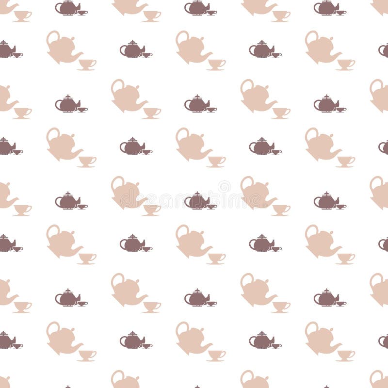 Tea Time Tranquility Cute Tea Pot and Cup Pattern Stock Illustration ...