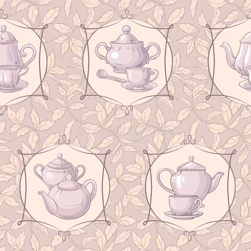 Tea time vector pattern stock vector. Illustration of healthy - 82531196