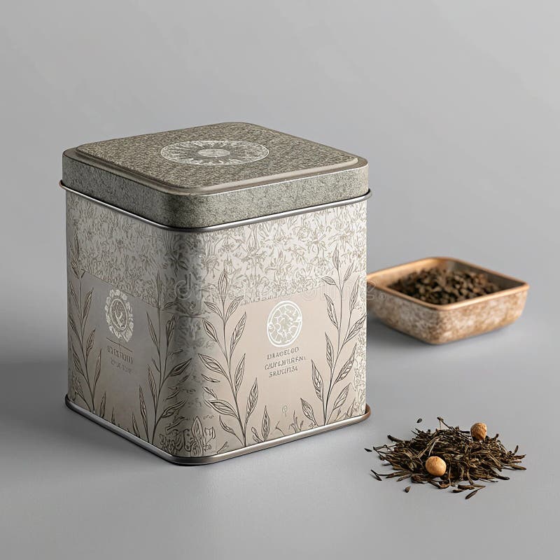 Tea Tin Square Metal Texture Packaging Beverage Tin Stock Illustration ...