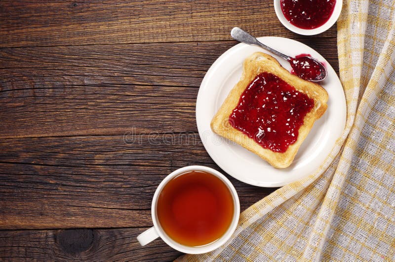 Tea and toast with jam stock image. Image of food, beverage - 46488799