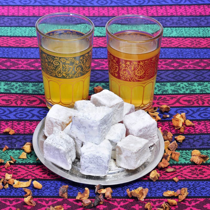 Tea and turkish delight stock photo. Image of confectionery - 28472772