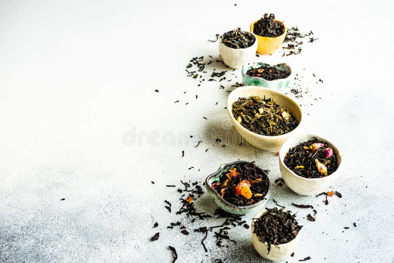 Tea Varieties on Stone Background Stock Image - Image of variery, bowl ...
