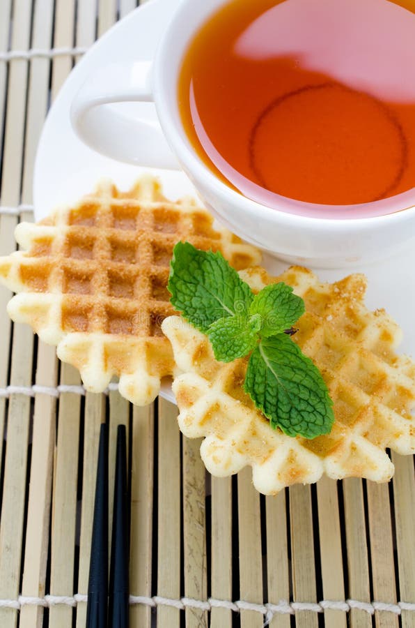 Tea with Waffle and Chopsticks Stock Image - Image of culture, cakes ...