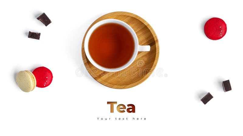 Tea in White Cup and Sweets. Long Header Banner Format. Panorama ...