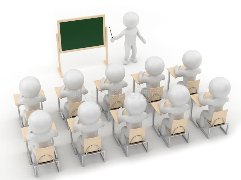 3D White People. Students in Class Stock Illustration - Illustration of ...