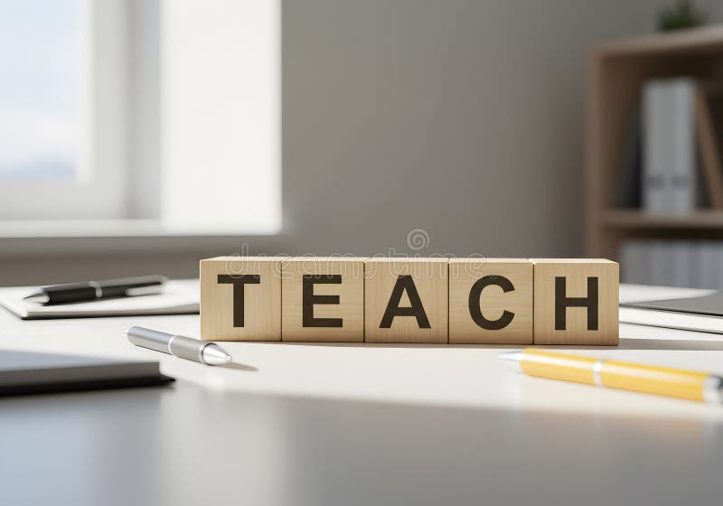 Teach Education Concept Wooden Blocks with Letters on Desk for Learning ...