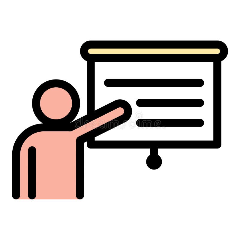 Teach Icon Knowledge Sharing in Flat Line Color Style Stock Vector ...