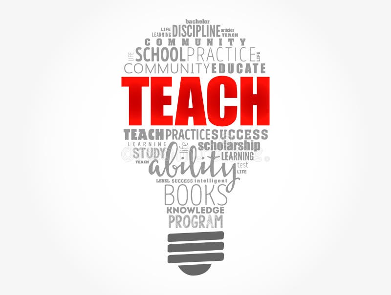 TEACH Light Bulb Word Cloud Collage, Education Concept Background Stock ...