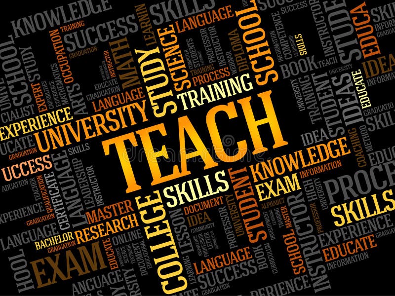 TEACH Word Cloud stock de ilustración. Ilustración de aula - 199696998