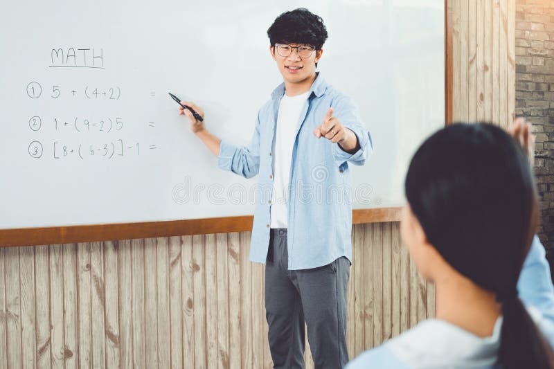 Teacher Addressing University Students in a Classroom Stock Image ...