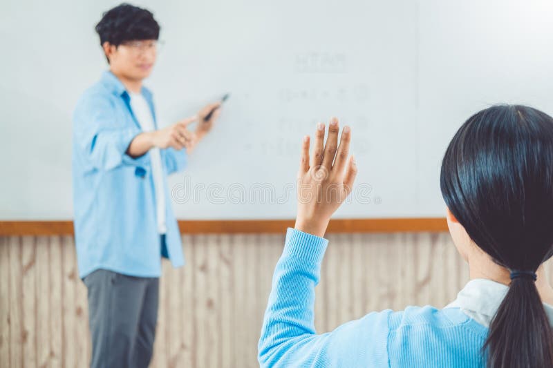 Teacher Addressing University Students in a Classroom Stock Image ...