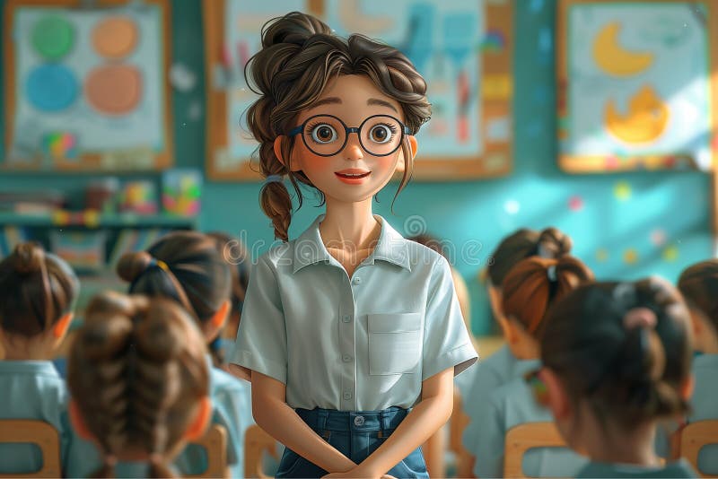 Teacher Asking a Question To Her Class Stock Illustration ...