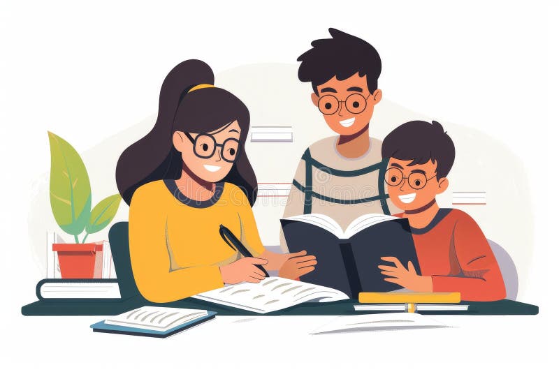 Teacher Assists Happy Student Stock Illustration - Illustration of ...