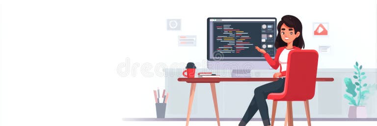 Teacher Avatar Leading an Engaging Coding Tutorial in a Digital ...