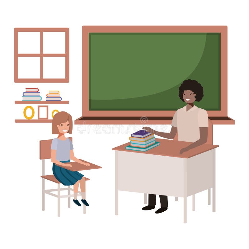 Teacher Black in the Classroom with Students Stock Vector ...