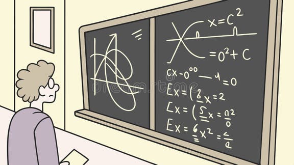 Teacher at Blackboard, Complex Math Formulas, Education. Vector Design ...