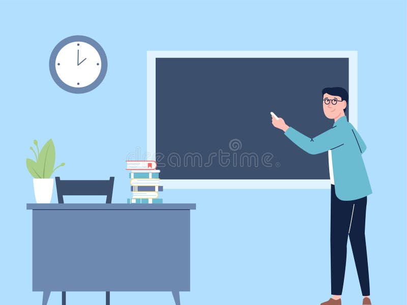 Teacher at Blackboard, Man Teaching Math in School or College ...