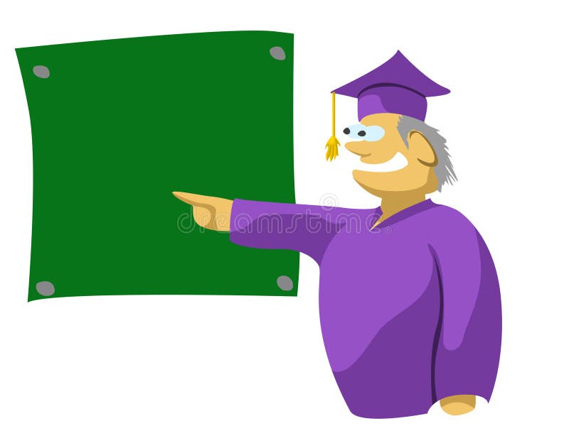 Cartoon Teacher Pointing To Blackboard Stock Vector - Illustration of ...