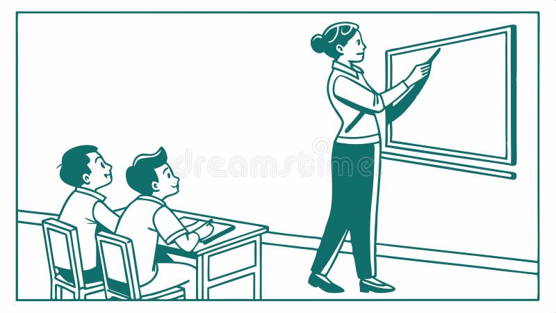 Teacher at Blackboard Vector, Classroom Education, Teaching Profession ...