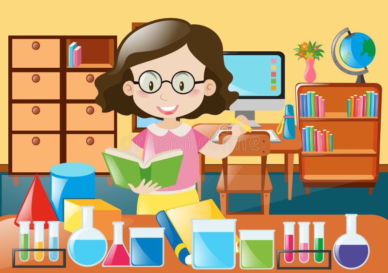 Teacher with Book and Science Equipments Stock Vector - Illustration of ...