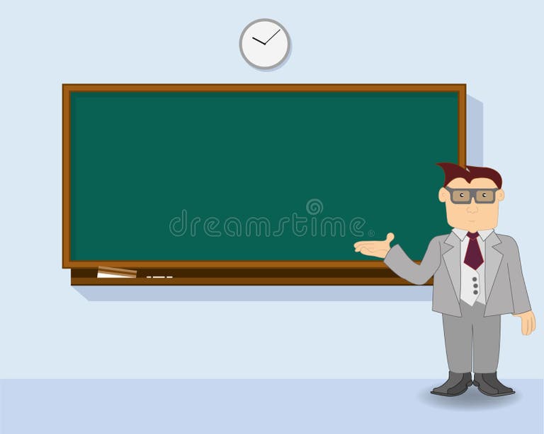 Teacher at Chalkboard Vector Stock Vector - Illustration of male ...